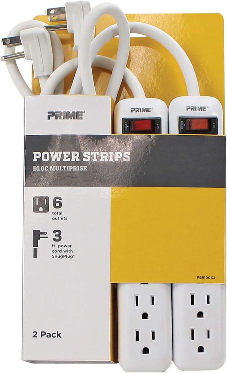 Amazon.com: Prime Wire & Cable PB8100X2 6-Outlet Power Strip with Right ...