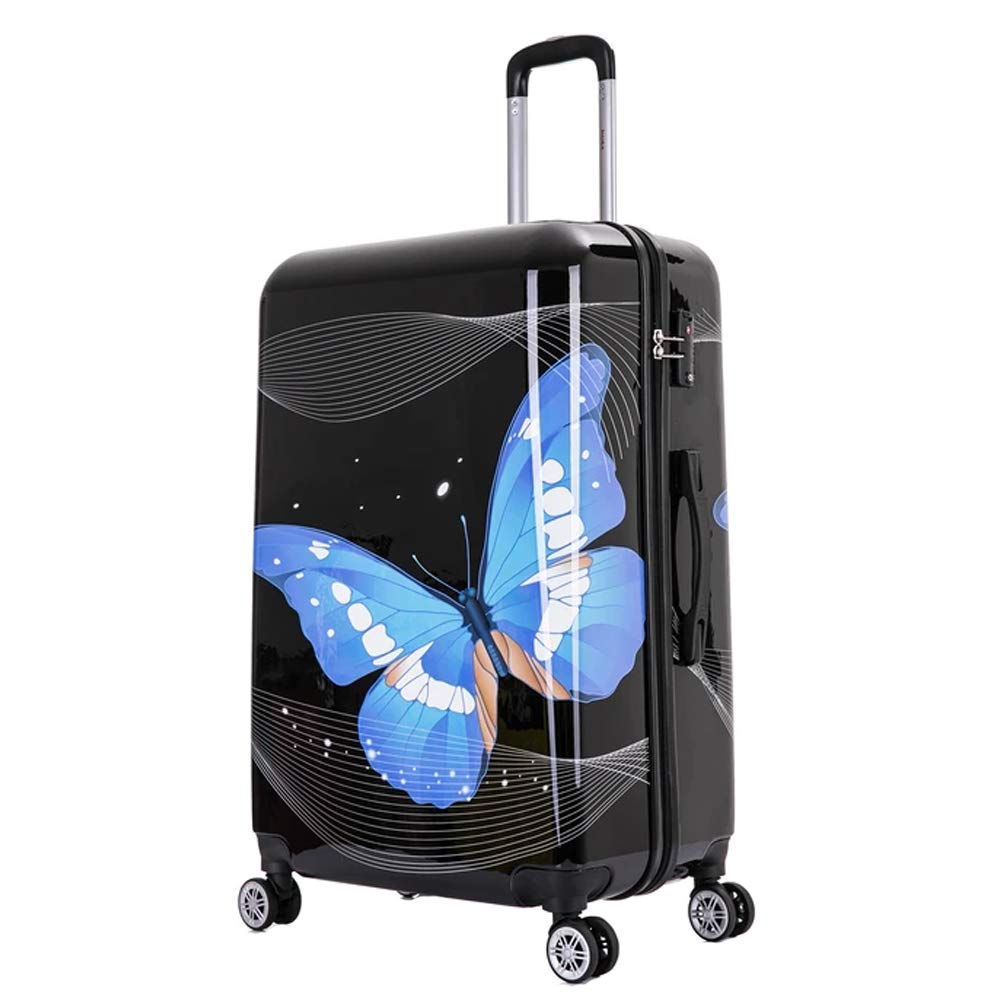Amazon.com | InUSA Black Butterfly Print Luggage with Spinner Wheels ...