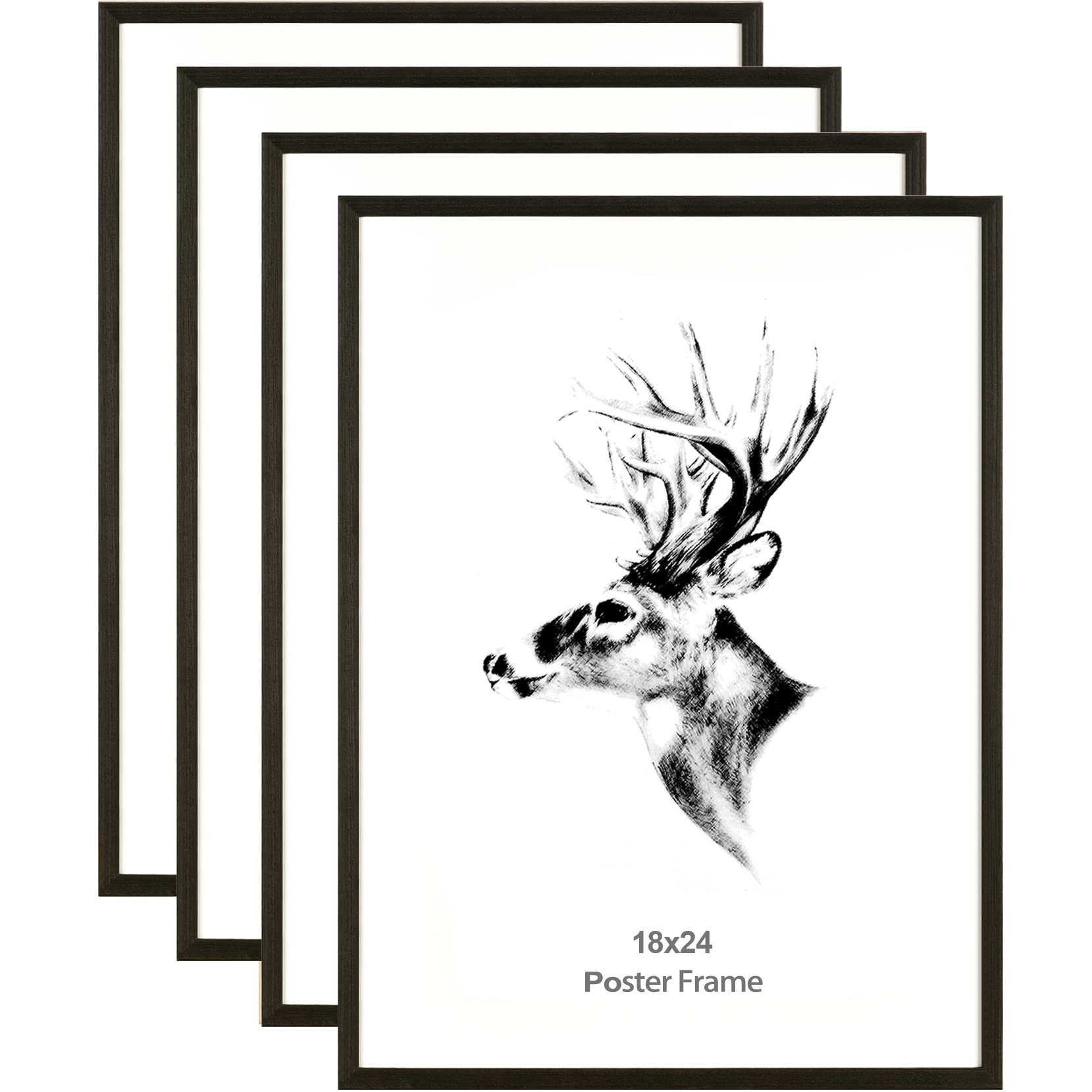 Amazon.com - Yaetm 18x24 Frame | Poster Frame in Black Set of 4, Solid ...