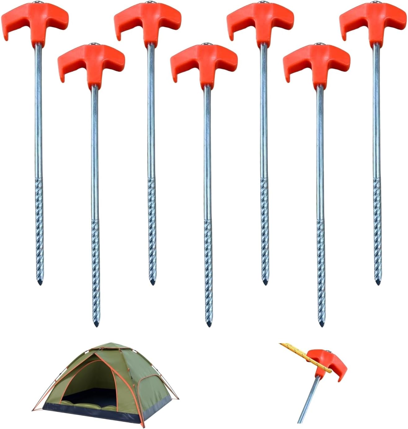 Amazon.com : LinTsing 8"" Screw in Tent Stakes - Ground Anchors Screw ...