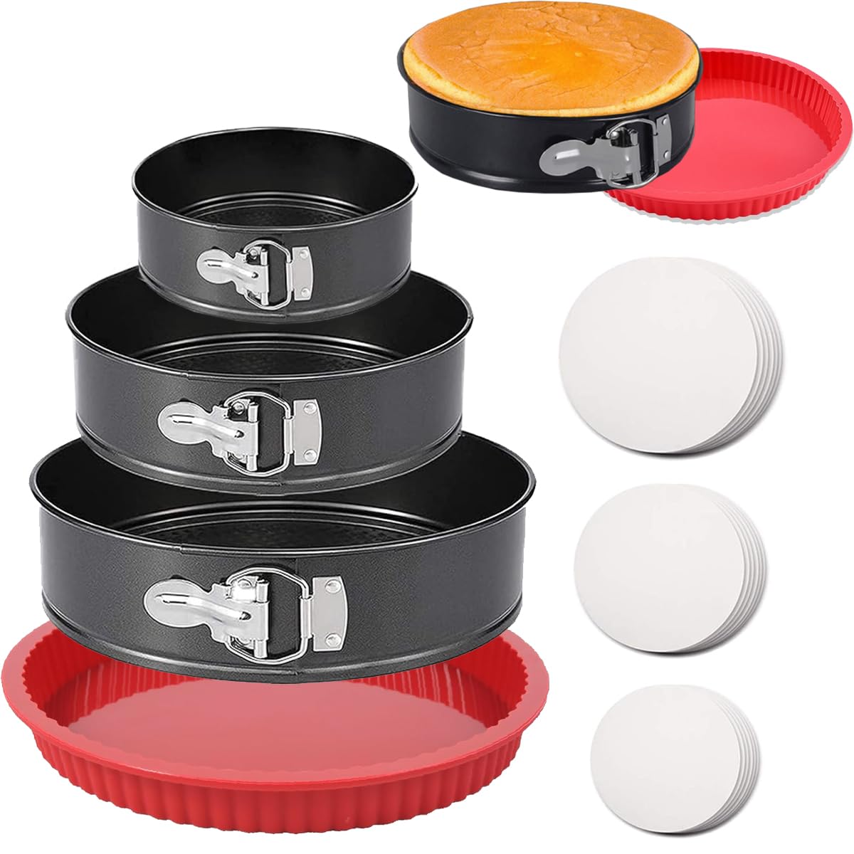 Amazon.com: Springform Pan Set, Nonstick 3pcs 4" 7" 9" Inch Springform ...