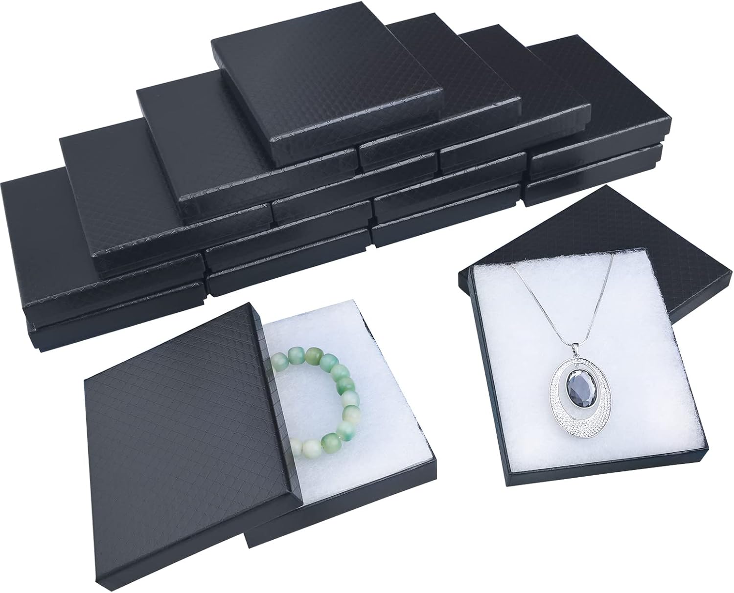 Amazon.com: 6"x5"x1" Inch Cotton Filled Black Cardboard Jewelry Boxes ...