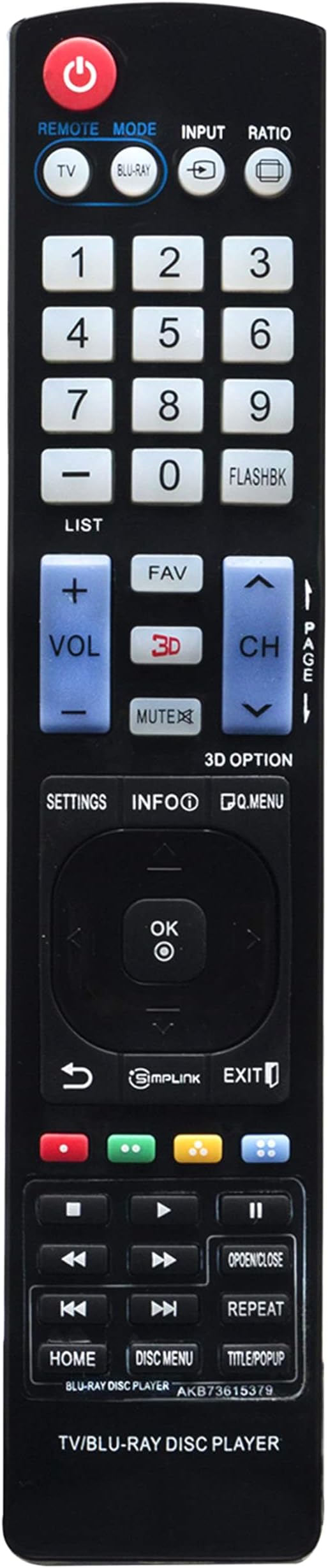 Amazon.com: New Replaced LG Universal TV & DVD Blu-ray Player Remote ...