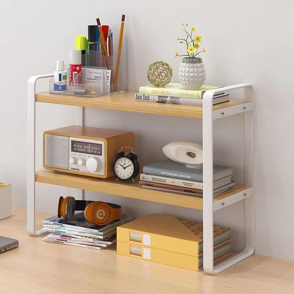 Amazon.com: Hbluefat Desktop Organizer Shelf, 2-Tier Multipurpose Wood ...