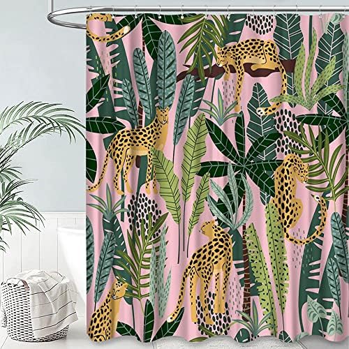 Amazon.com: Leopard Shower Curtain Wildlife Animal Leopard Asian Pink ...