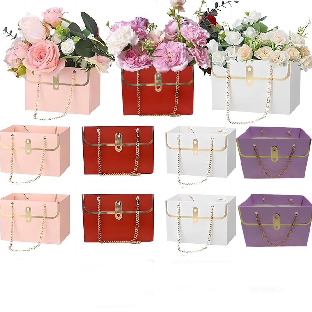 Amazon.com: Ankysasky 8 Pcs Paper Flower gift Bags with Metal Chain ...
