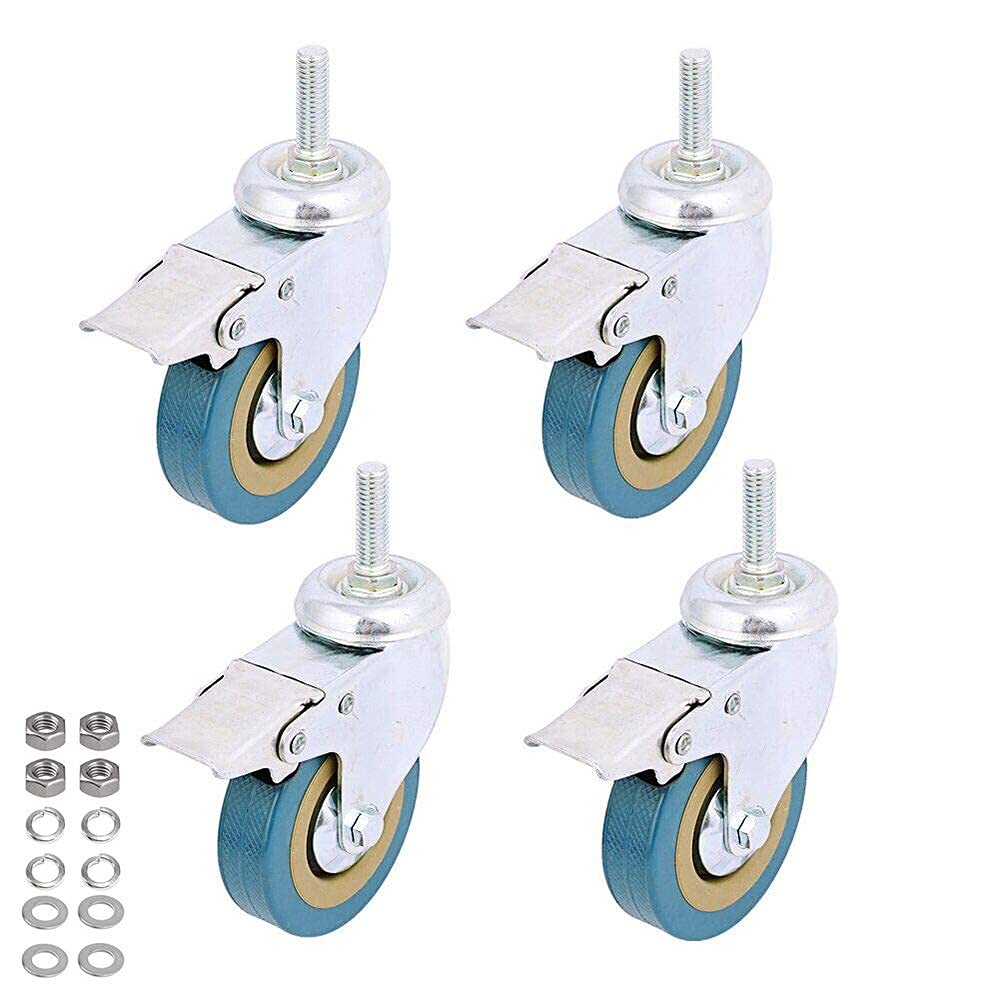 4 Pack, WeFoonLo Locking Threaded Stem Mount Swivel Caster Rotation Non ...