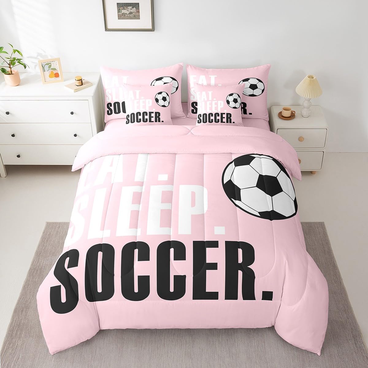 Amazon.com: Feelyou Soccer Ball Comforter Set with Sheets Twin Size ...