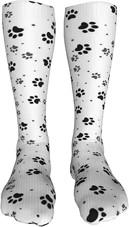 Amazon.com: Stocakes Thigh High Socks Dog Paw Print On White Over the ...