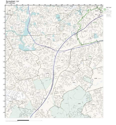 ZIP Code Wall Map of Springfield, VA ZIP Code Map Not Laminated: Amazon ...
