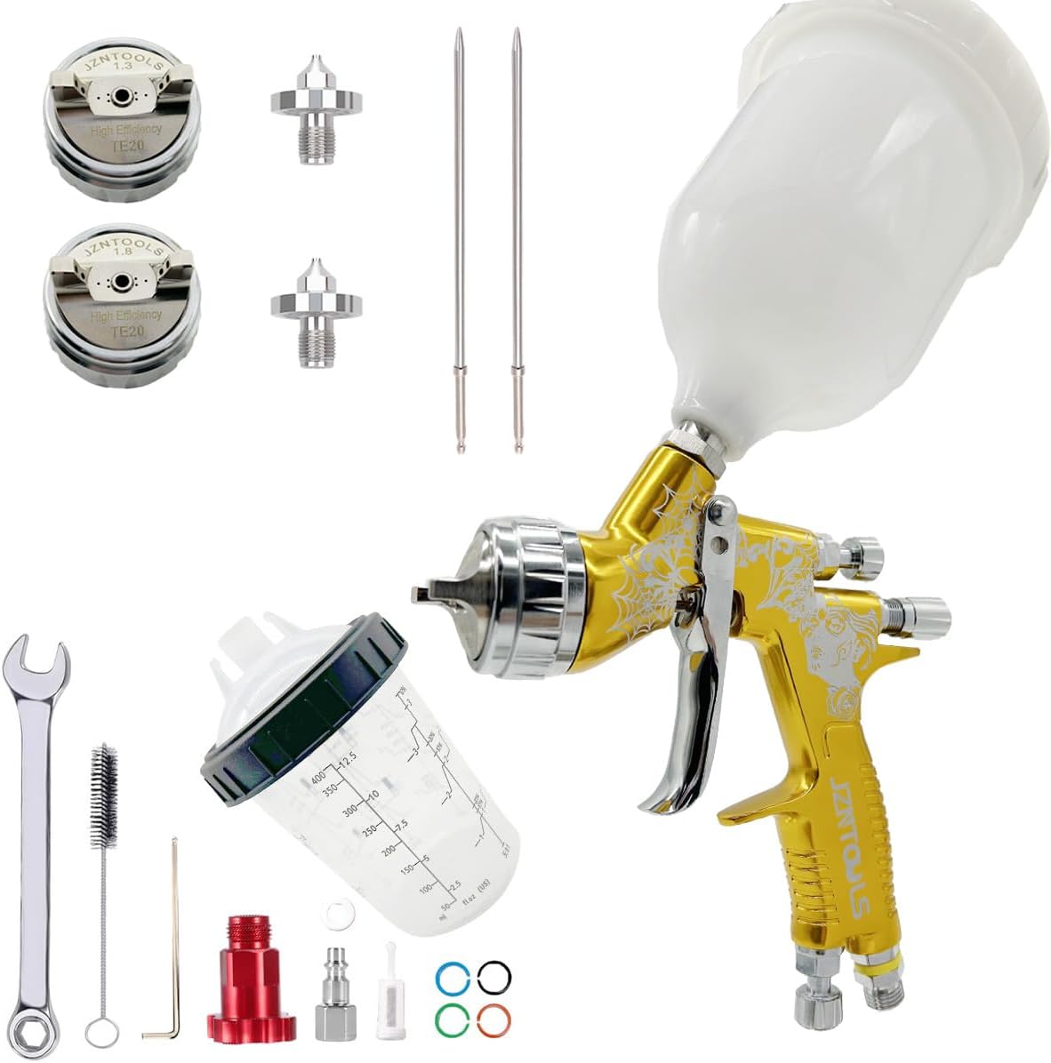 HVLP Spray Gun, 1.3 mm and 1.8 mm Stainless Steel Air Spray Gun, 600 ml ...