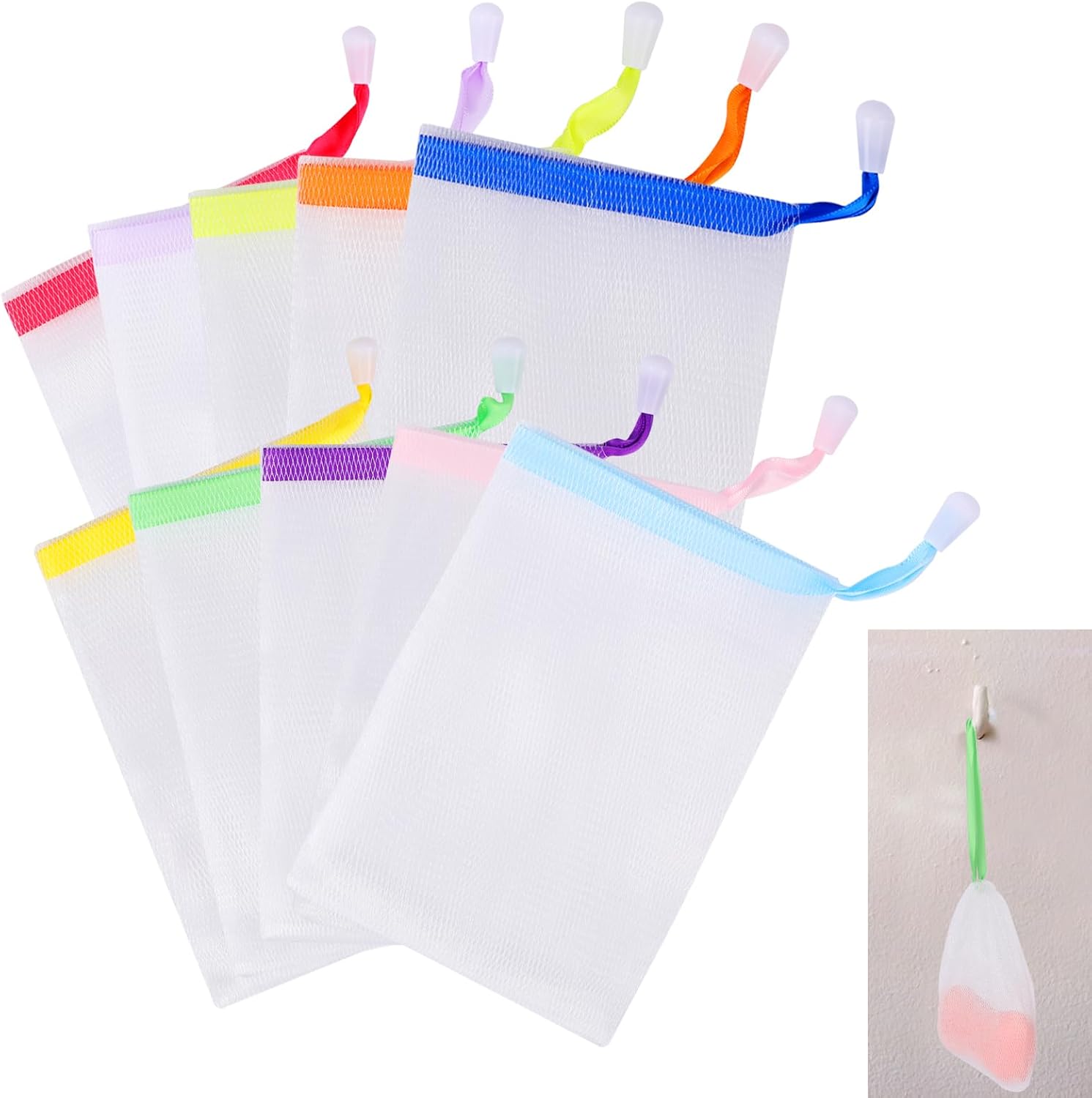 10 PCS Mesh Soap Saver Pouch Double-Layer Soap Saver Bag with ...