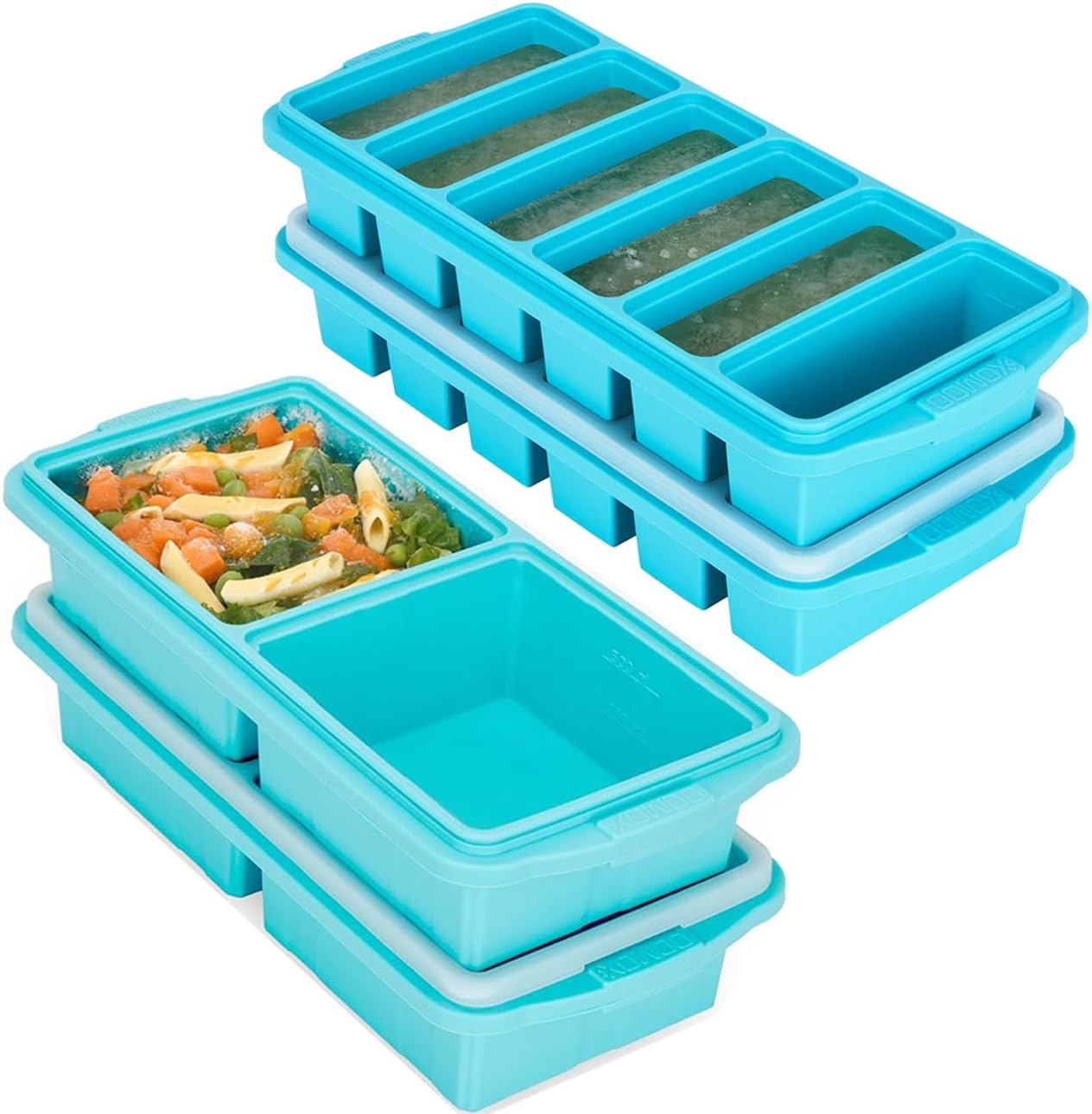 Amazon.com: 1/2 Cup and 2-cup Silicone Freezer Tray With Lid - Silicone ...
