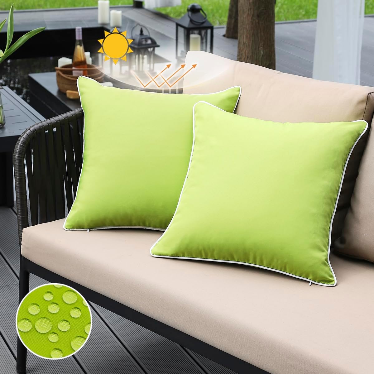 Amazon.com: JOJOGOGO Green Outdoor Pillows Waterproof Decorative Throw ...