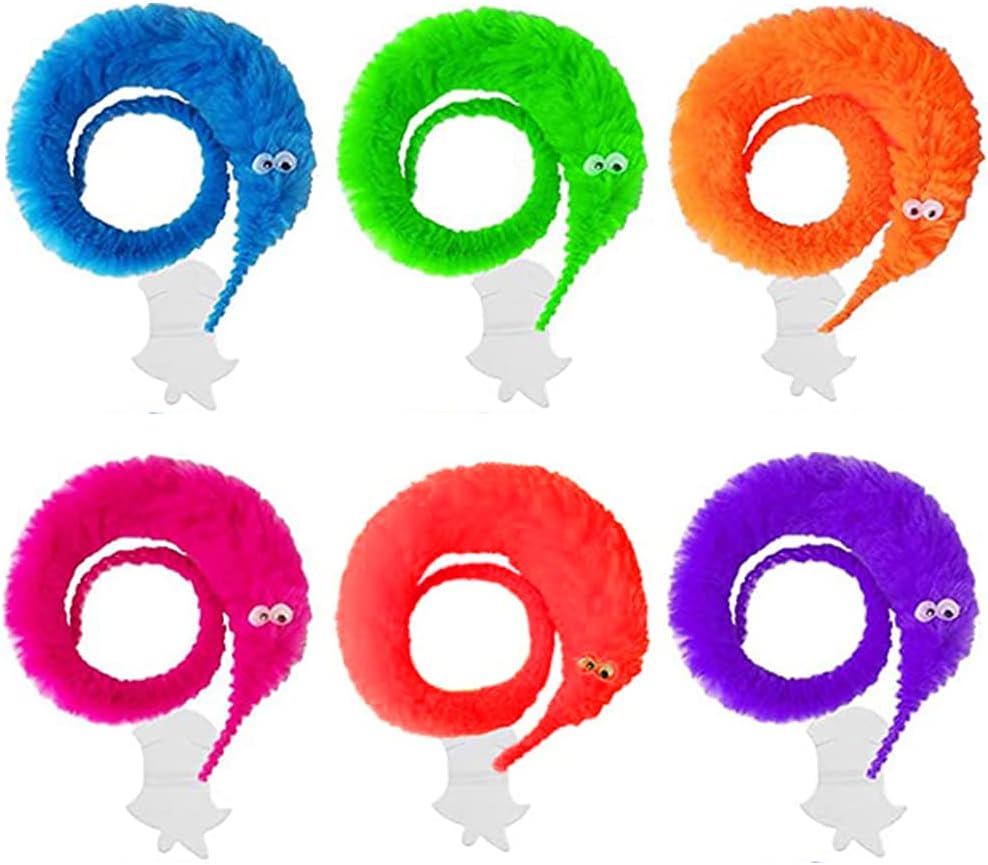 Magic Worm Toys, 6pcs Worm on a String for Carnival Kid Party Favors ...
