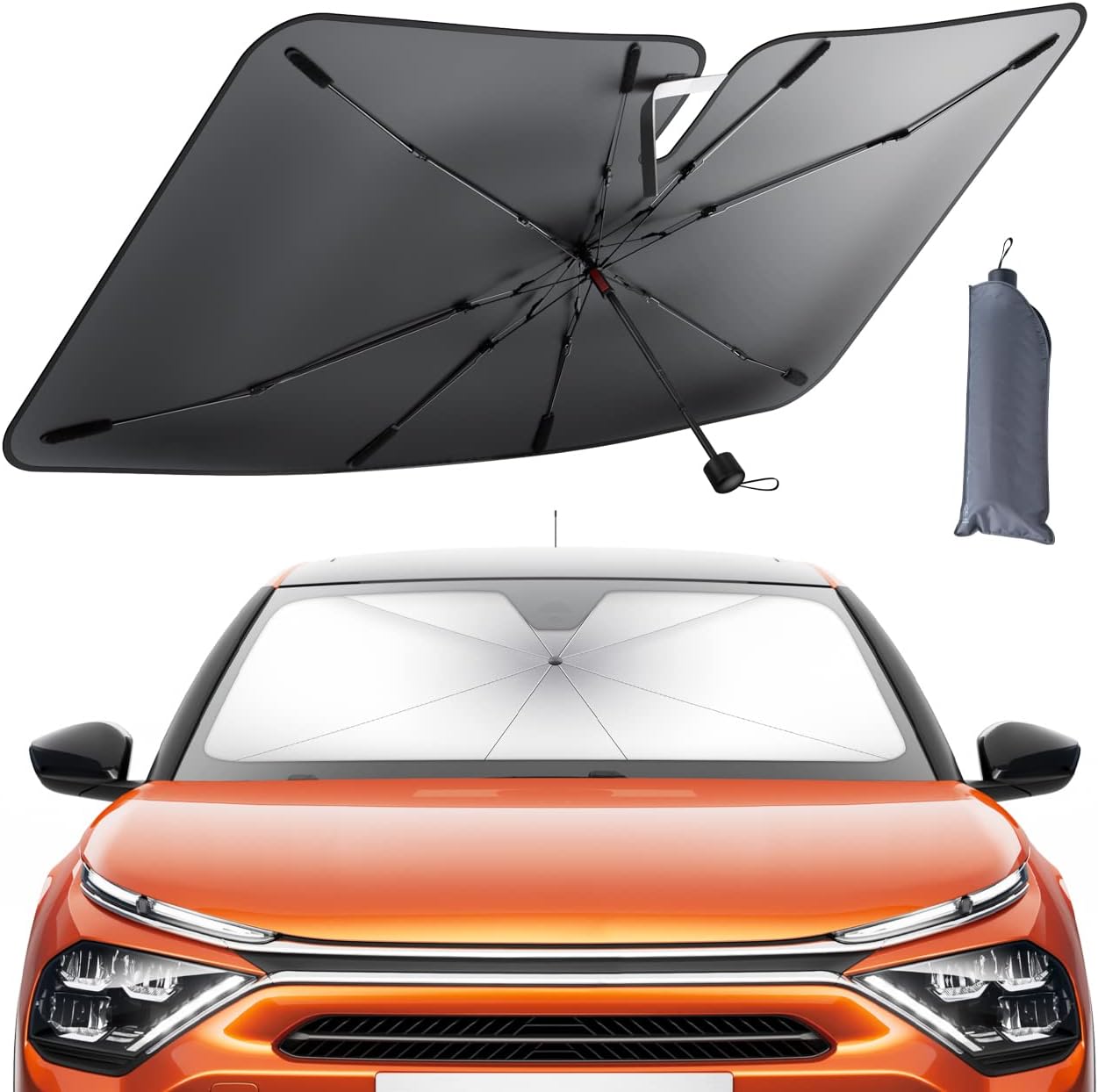 Lamicall Car Windshield Sunshade Umbrella - 52"x31" Foldable Car ...