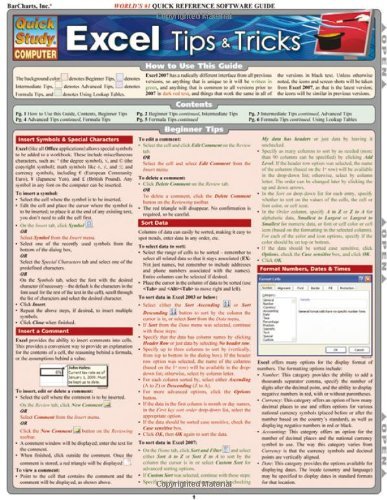 By Inc Barcharts Excel Tips And Tricks Reference Guide Quickstudy ...