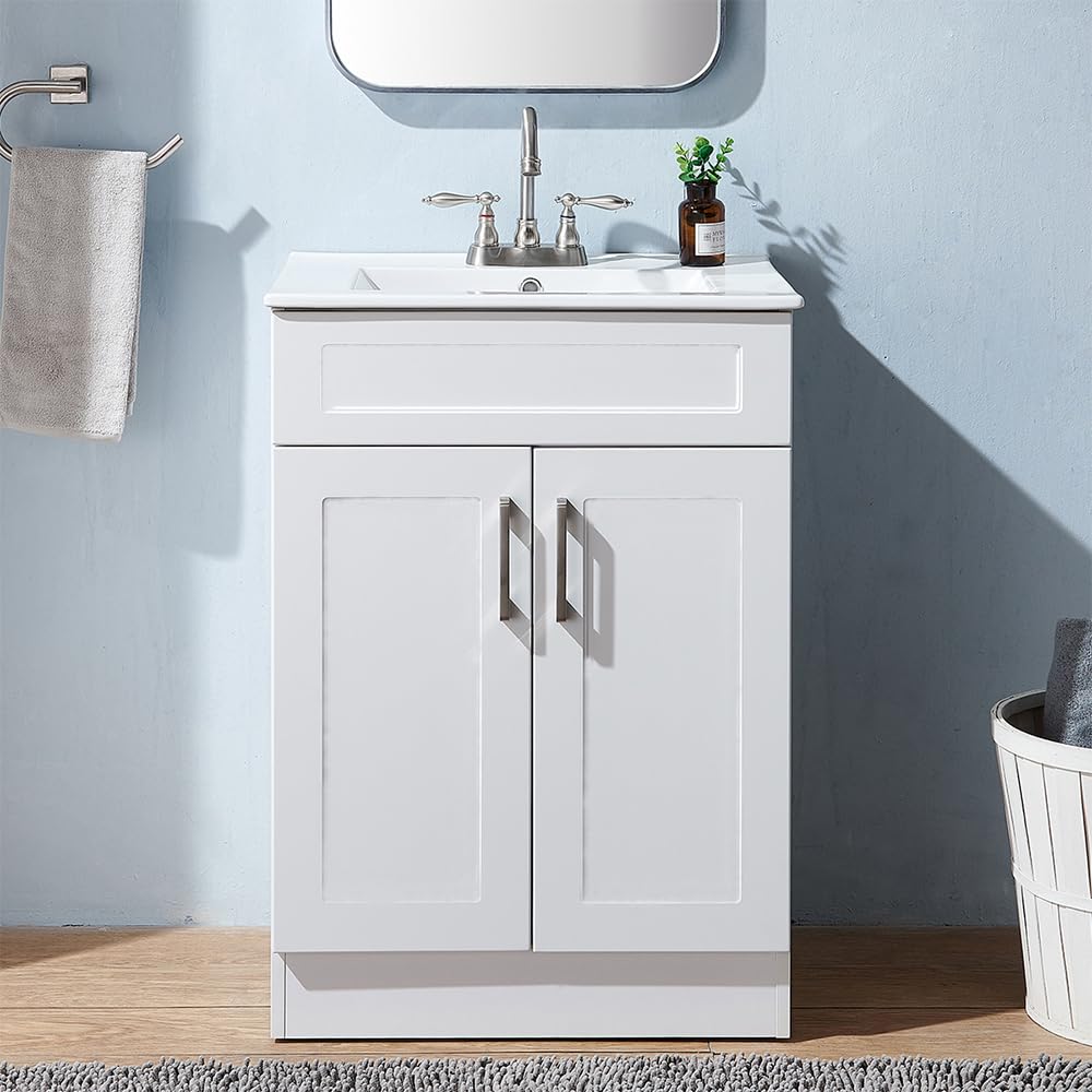 Amazon.com: Wenore Home Small Bathroom Vanity with Sink, 24 Inch ...