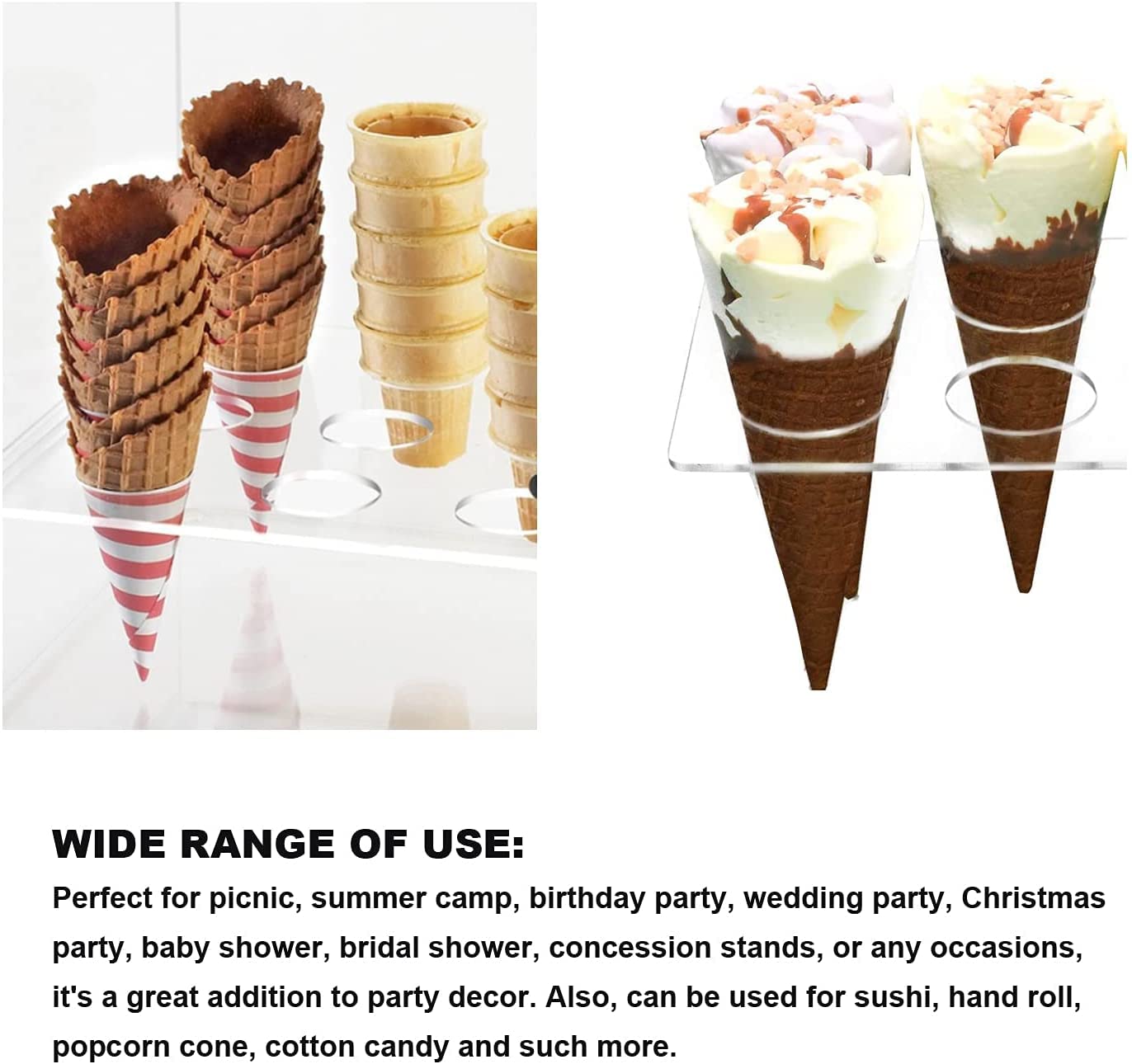 INTBUYING 9 Holes Ice Cream Cone Cabinet Egg Roll Display Acrylic ...