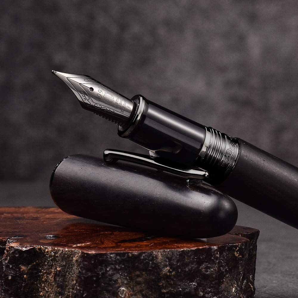 Snapklik.com : Hongdian 660 Black Wood Fountain Pen Black Fine Nib ...