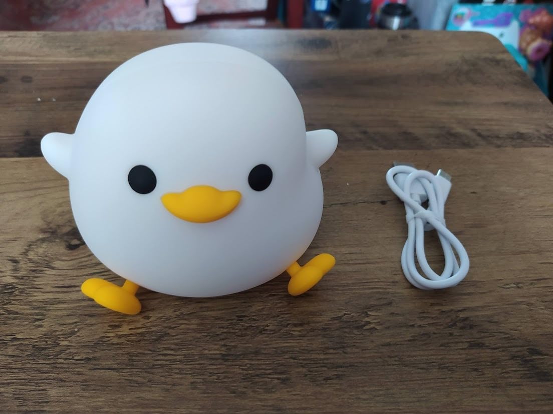 LED Children Night Light, Cute Bean Duck Lamp Soft Silicone Duck Night ...