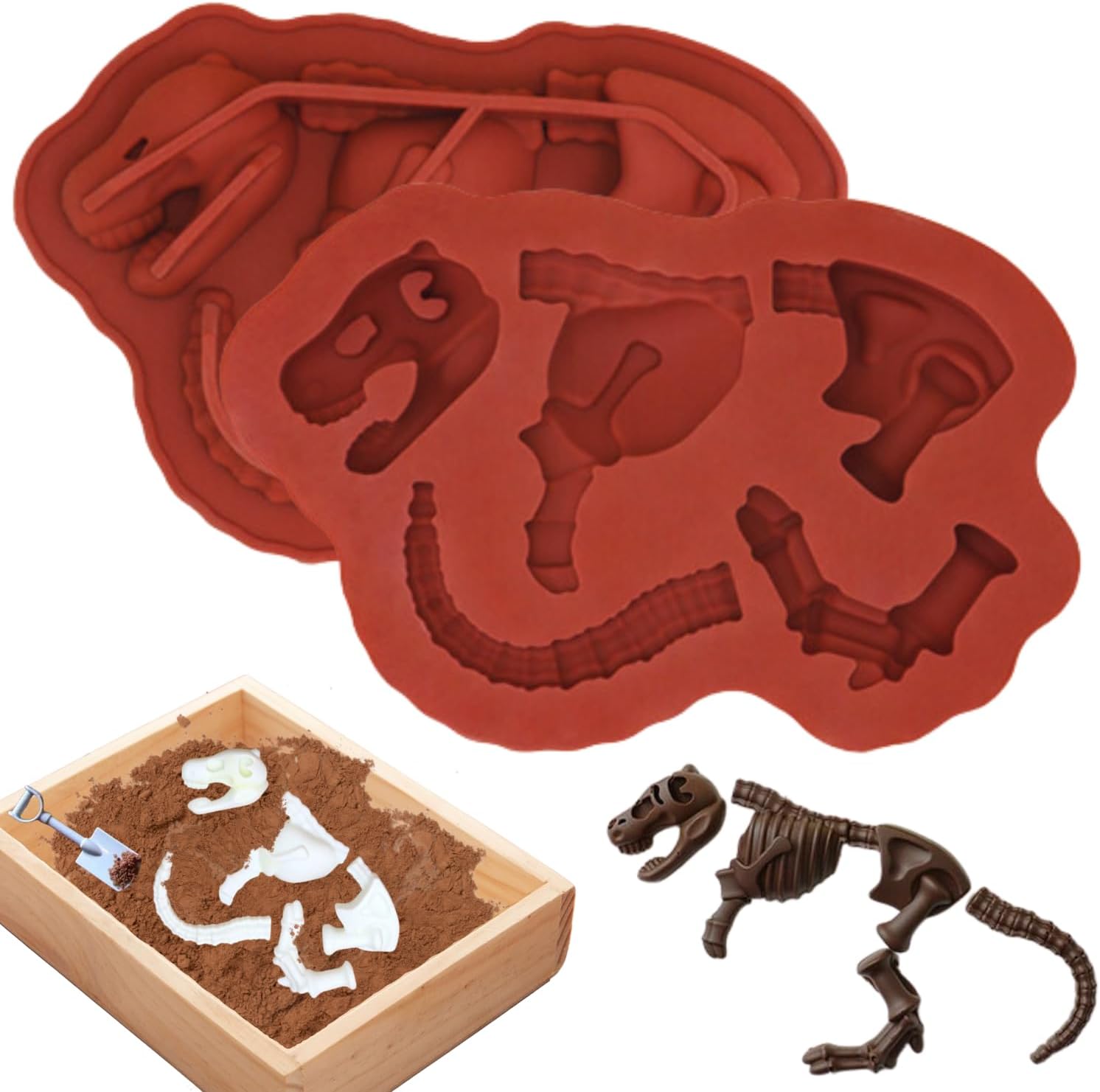 Dinosaur Chocolate Moulds Silicone, Dinosaur Bones Nonstick Food Grade ...