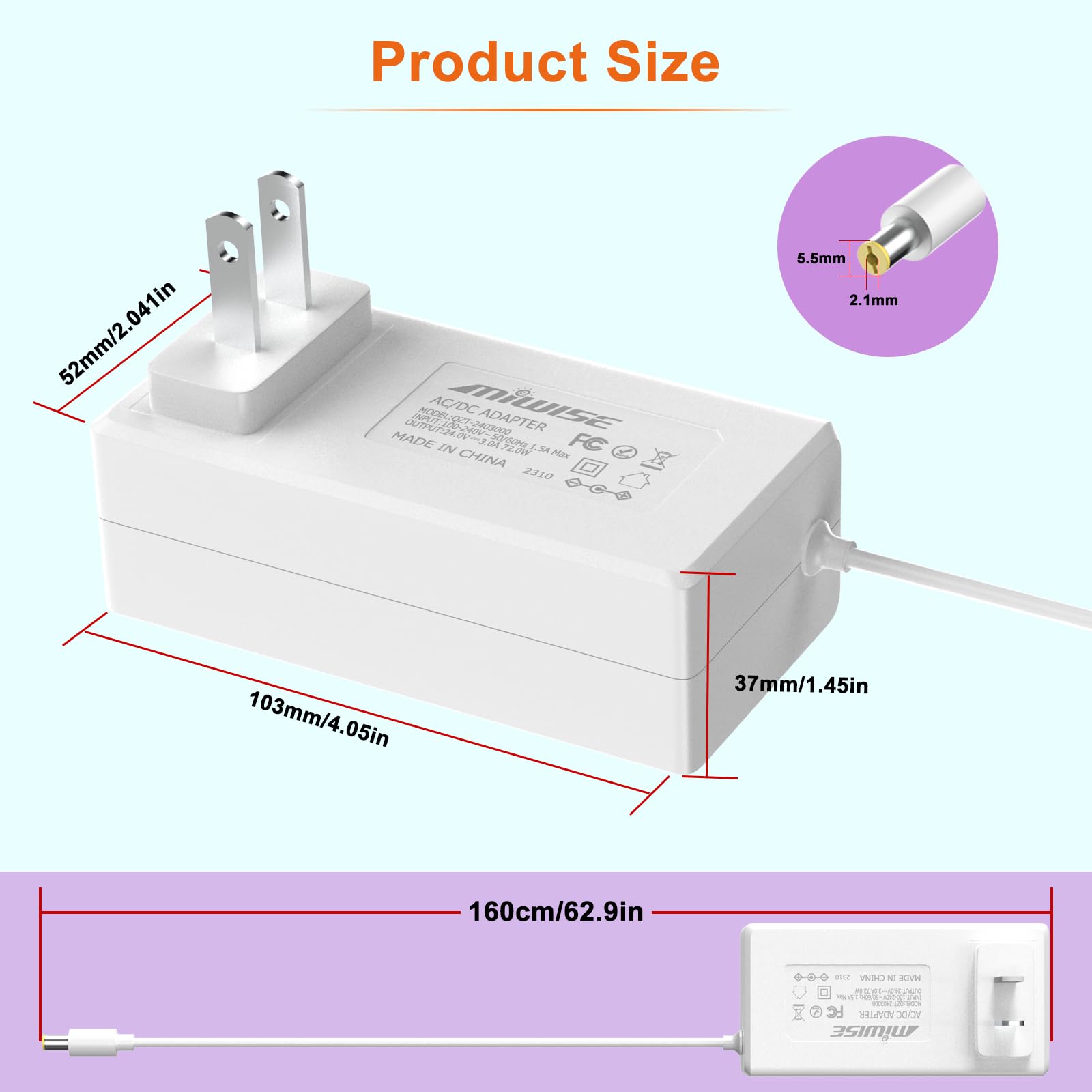 Snapklik.com : MIWISE Power Supply Adapter DC24 3A 72W AC To DC ...