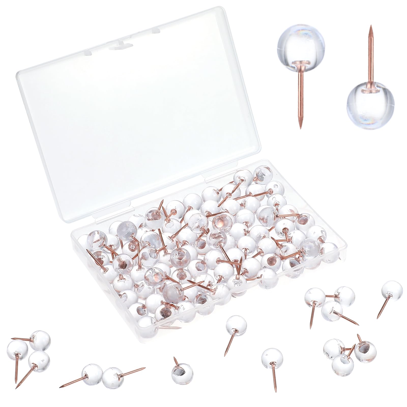 Amazon.com: 100pcs Clear Round Push Pins, Ymapinc Ball Cute Push Pins ...