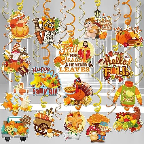 Amazon.com: HOWAF Hello Fall Thanksgiving Pumpkin Hanging Swirls,30 ...