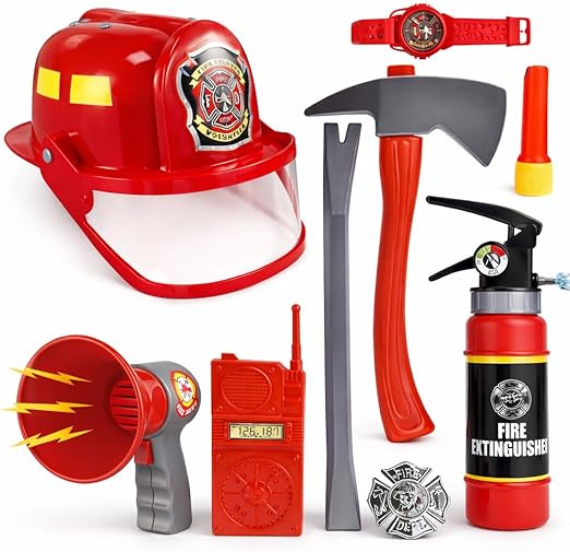 Amazon.com: Liberty Imports 10 PCs Fireman Gear Firefighter Costume ...