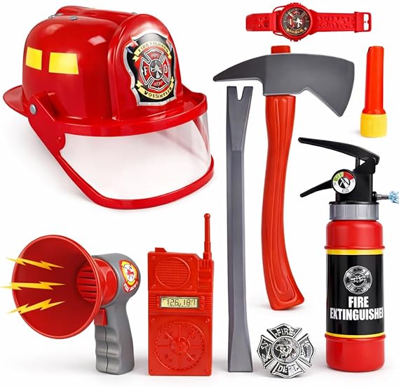 Amazon.com: Liberty Imports 10 PCs Fireman Gear Firefighter Costume ...