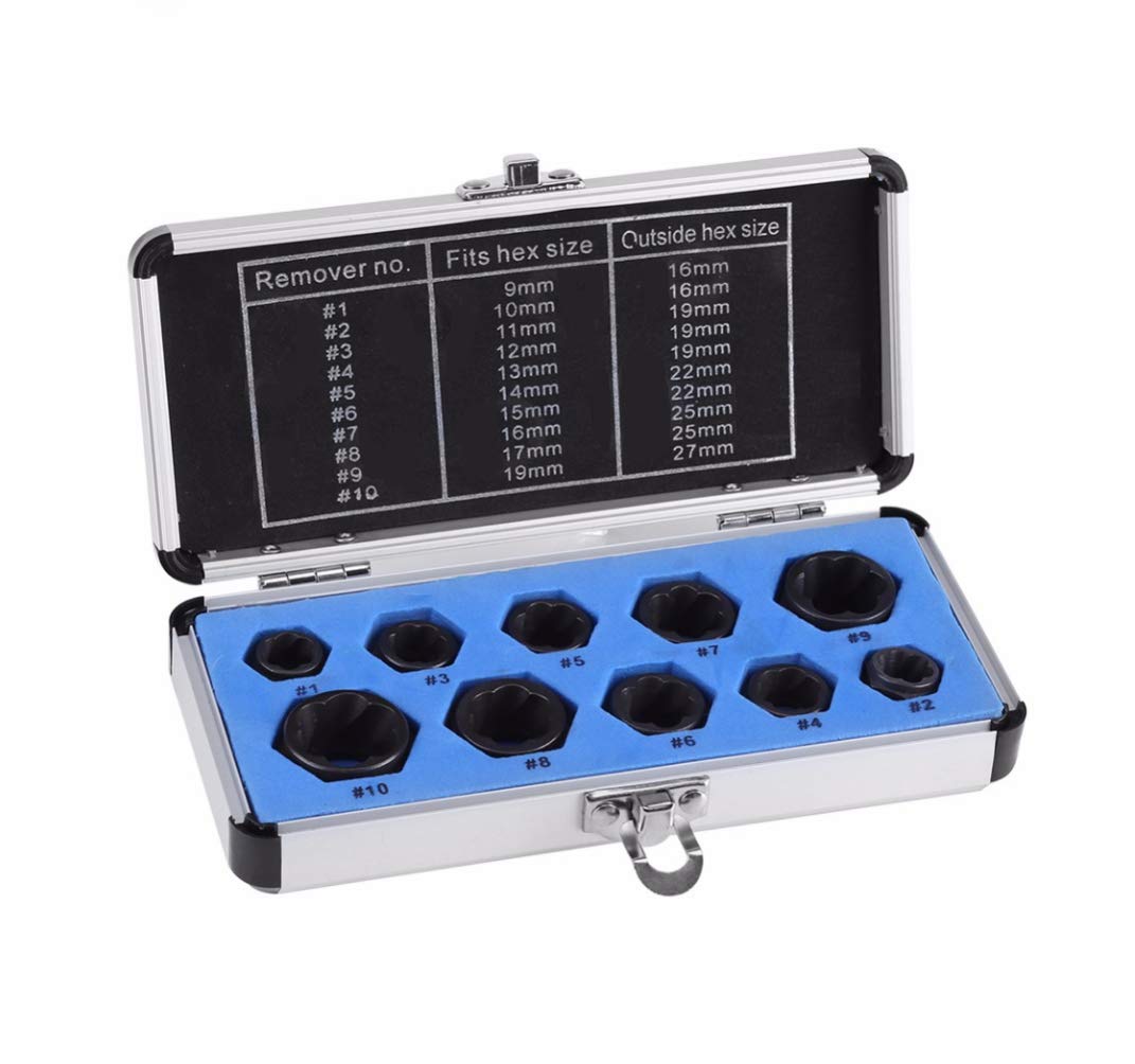 Dtacke 10Pcs/Set Short Nut Remover Kit Twist Socket Wrench Set Bolt ...