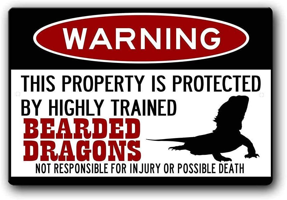 Amazon.com: Bearded Dragons Funny Metal Sign, Lizard Warning Tin ...