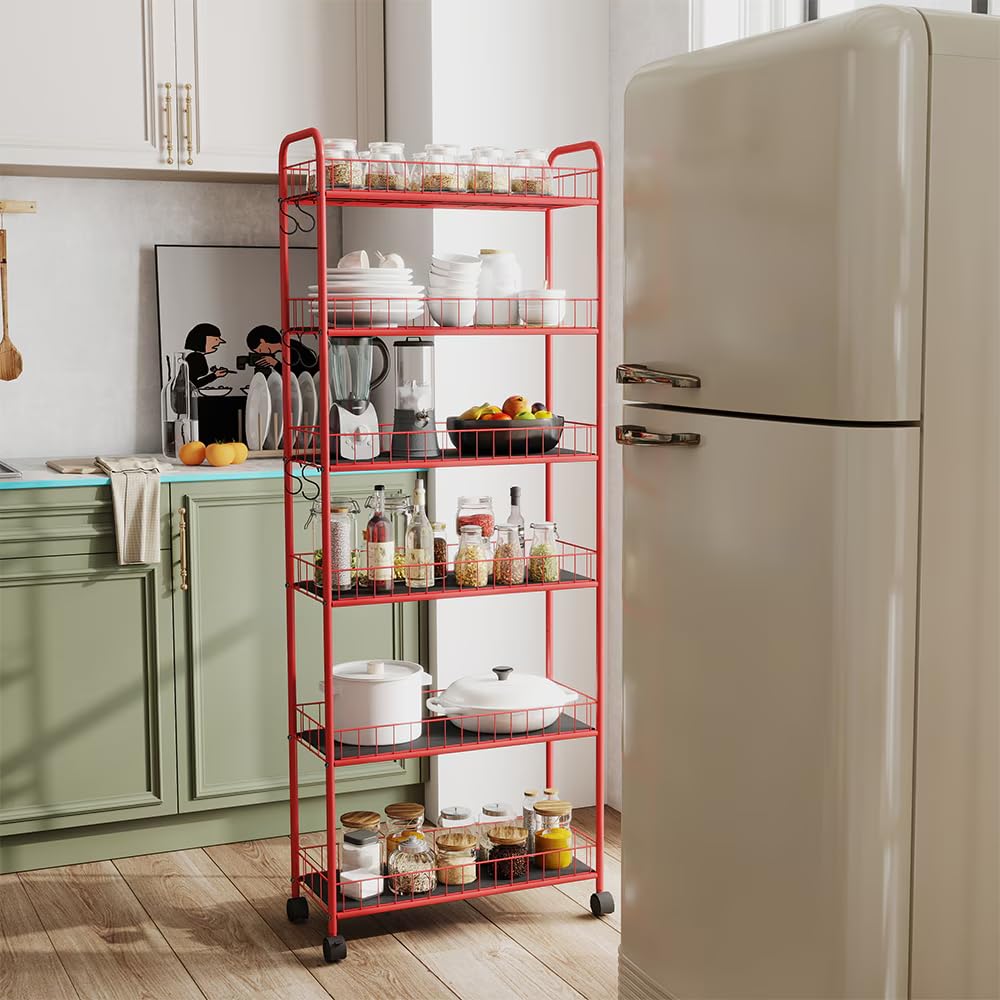 Amazon.com: TQYtech 6 Tier Slim Storage Cart Rolling Utility, 10 ...