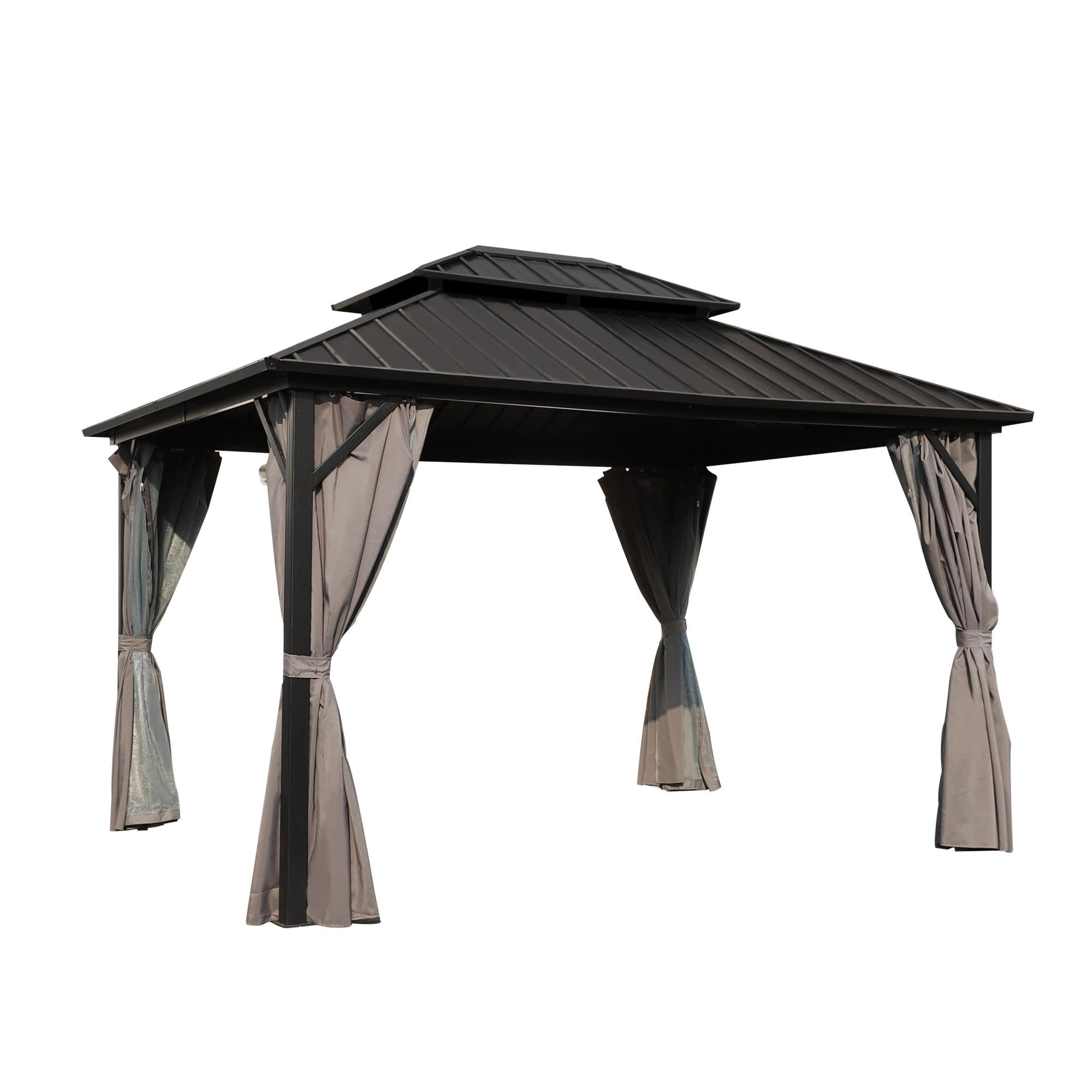 Snapklik.com : MUPATER 12x16 FT Double Roof Hardtop Gazebo For Patio