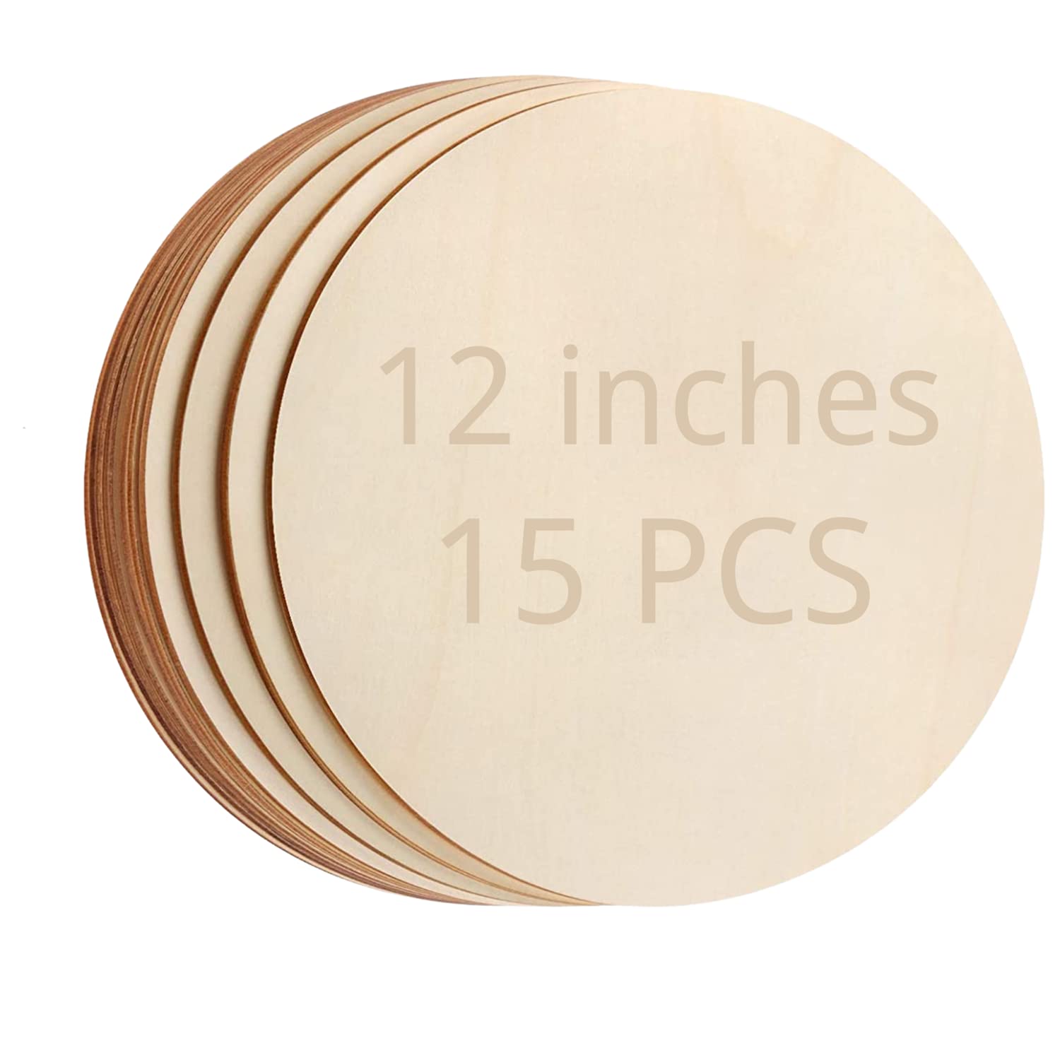 Buy Cadosoigh Wooden Circles 15Pcs 12Inch Unfinished Blank Wood Circle ...