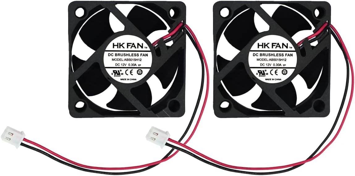 2-pack 50mm x 50mm x 20mm 5020 12V DC Brushless Cooling Fan, Dual Ball ...