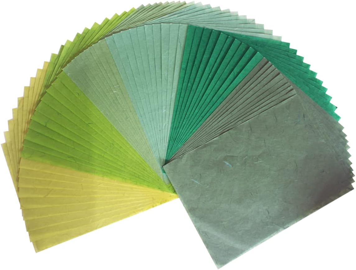 50 Mulberry Paper Sheets Plain Colors Origami Design Craft Hand Made ...