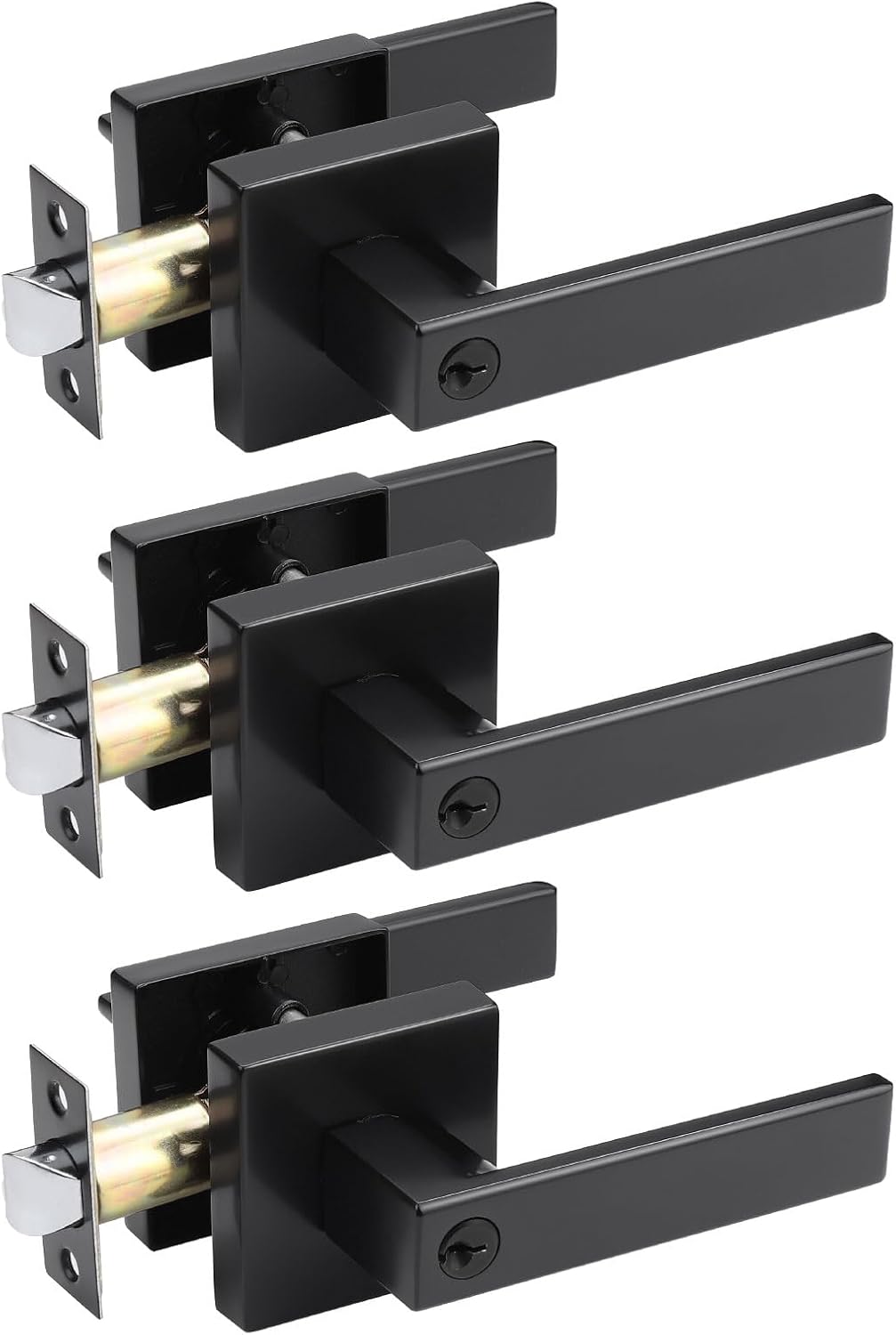 (Keyed Alike) Keyed Entry Levers Matte Black Heavy Duty Locksets ...