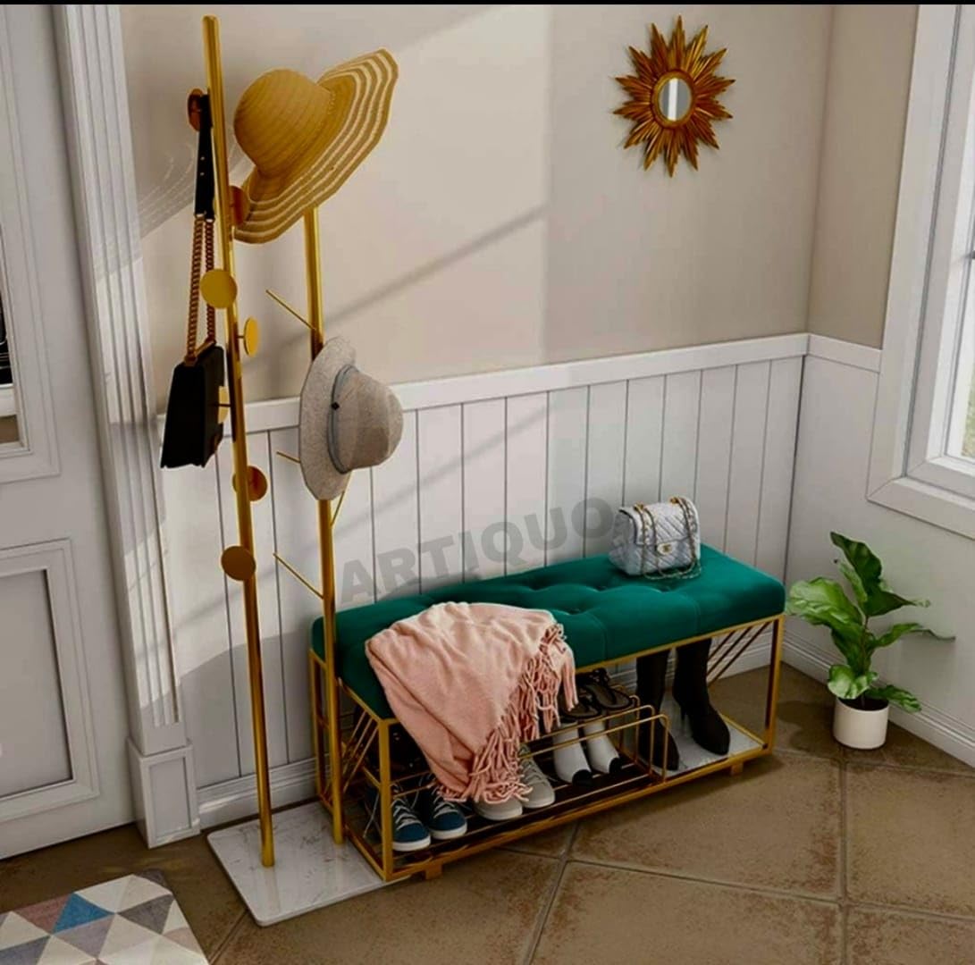 ARTIQUO Modern Cage Style Shoe Rack - Space Saving Wrought Iron Button ...