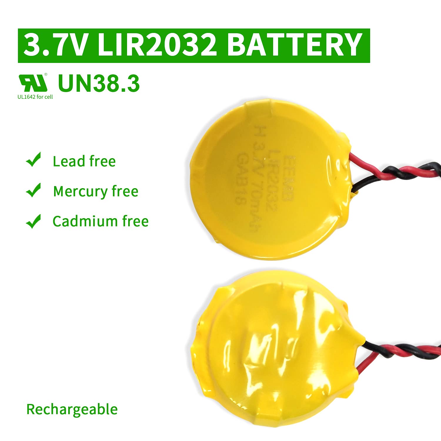 Snapklik.com : EEMB 5PACK 3.7V LIR2032 Rechargeable CMOS Battery