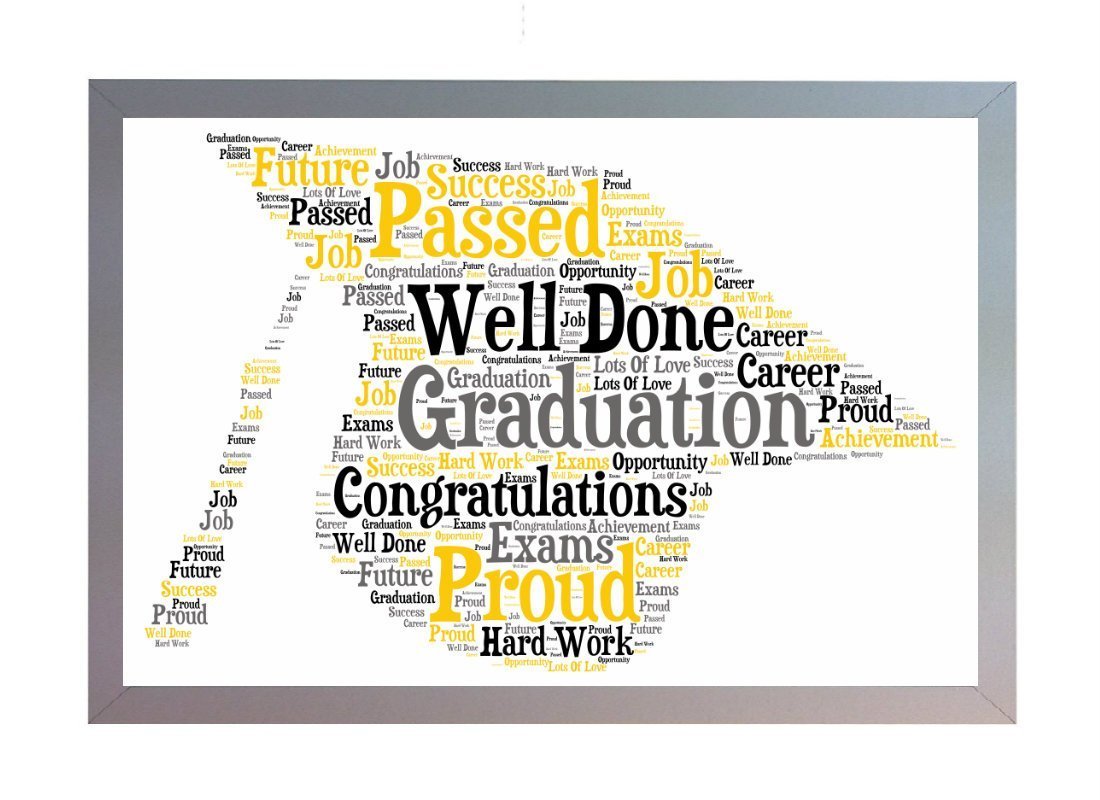 Framed Graduation Cap Word Art A4 Print School College University ...
