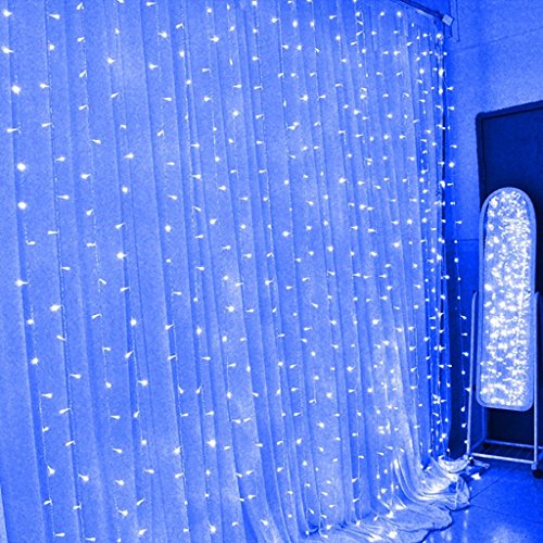 Blue LED light curtains | LED Moment