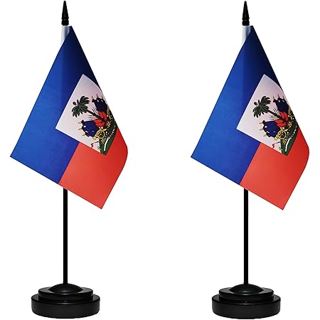 Amazon.com: Haiti Haitian Small Mini Desk Flag Set Miniature Haiti ...