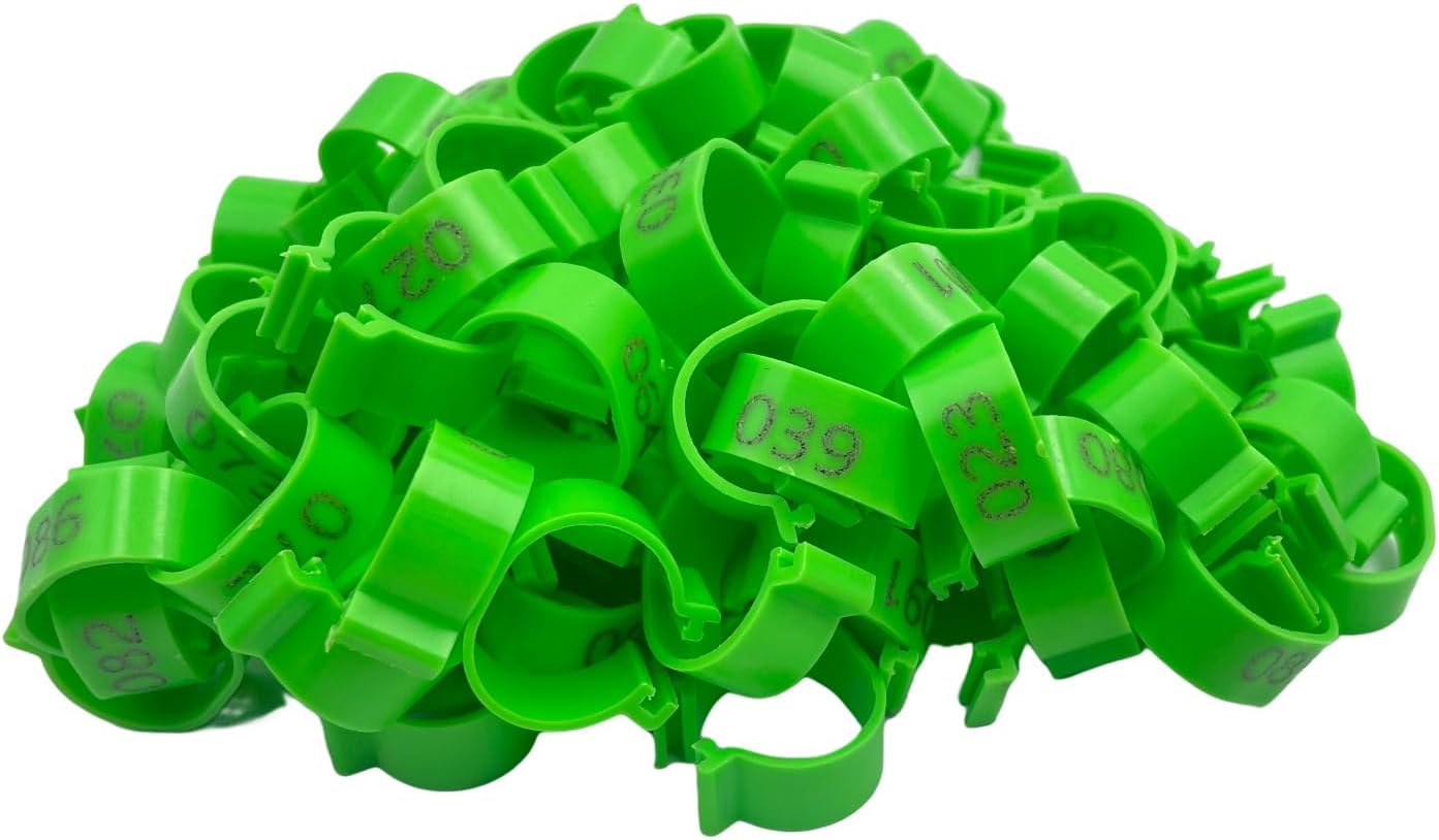 Amazon.com : 100Pcs 16mm Chicken Identification Leg Bands Rings,Green ...