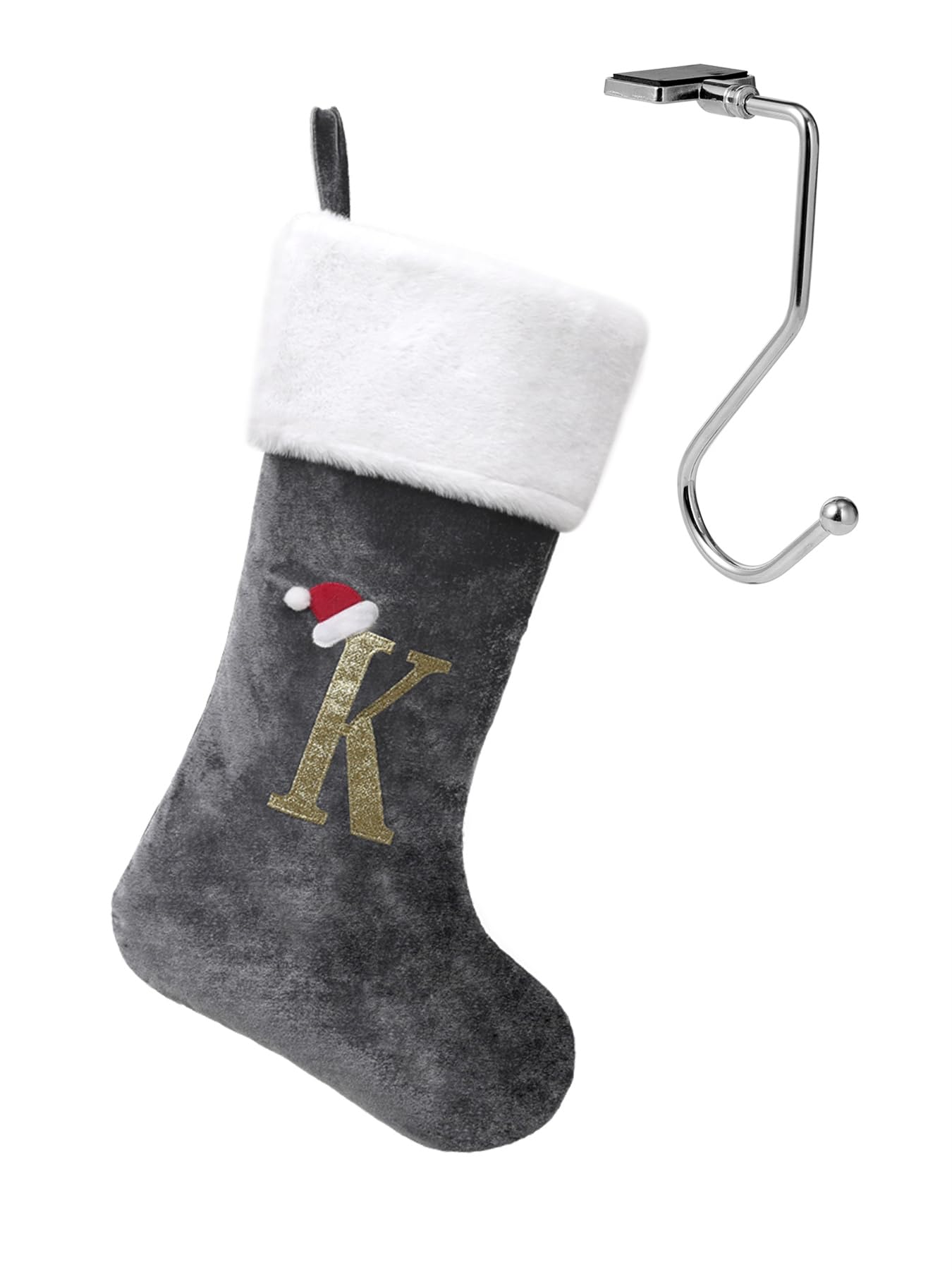 infleesh 20 Inches Grey Monogrammed Christmas Stockings Holder with ...