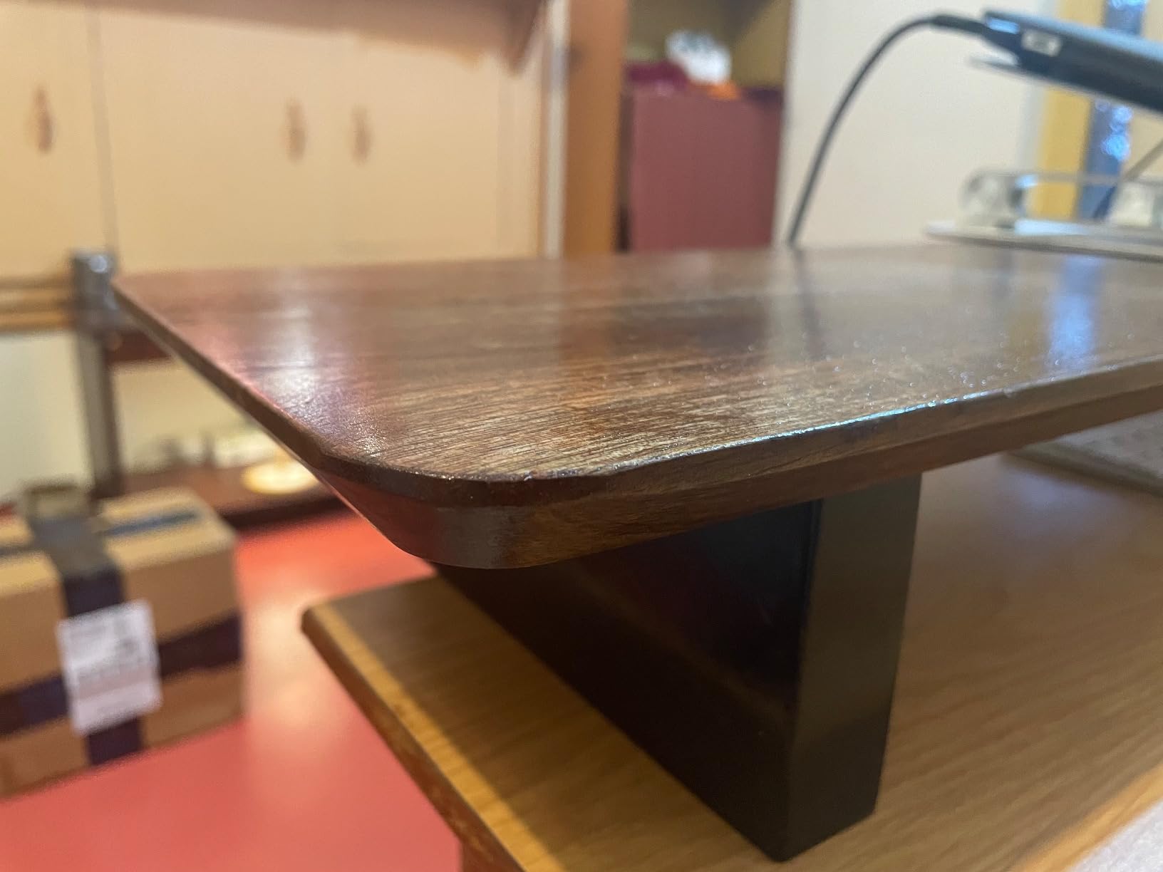 carpentray Wooden Computer Long Monitor Stand, Monitor Riser Desk Shelf ...