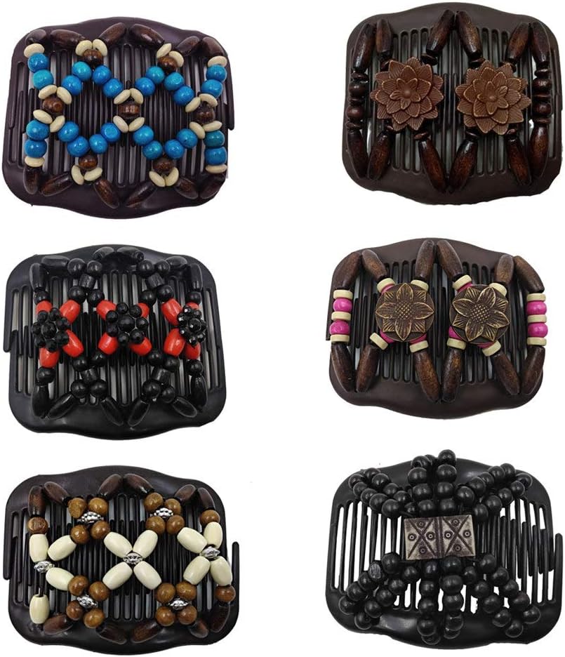 Amazon.com : LOVEF 3pcs Magic Beads Elastic Double Hair Comb Clip ...