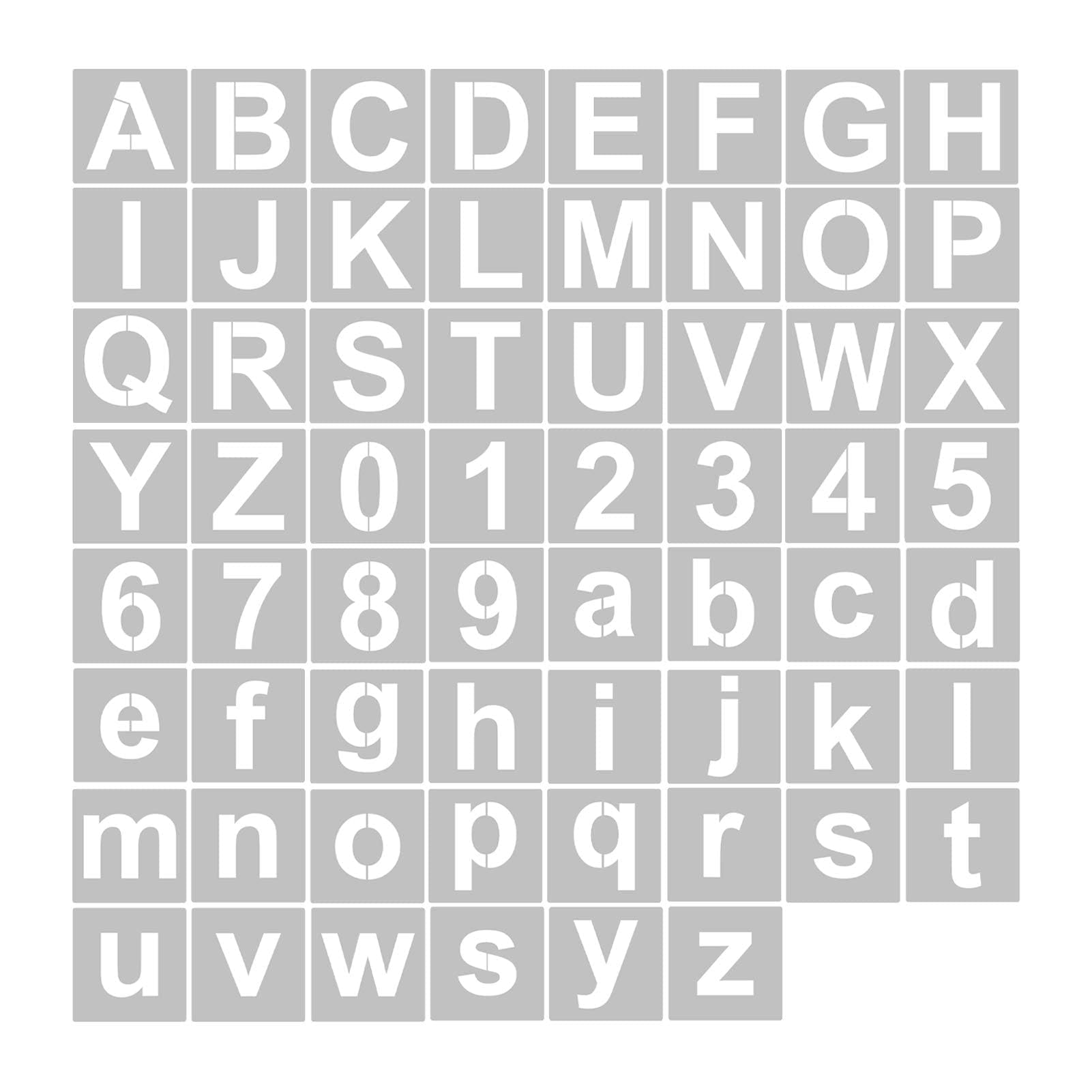 62pcs Letter Number Stencils, 2 Inch Washable Reusable Plastic Letter ...