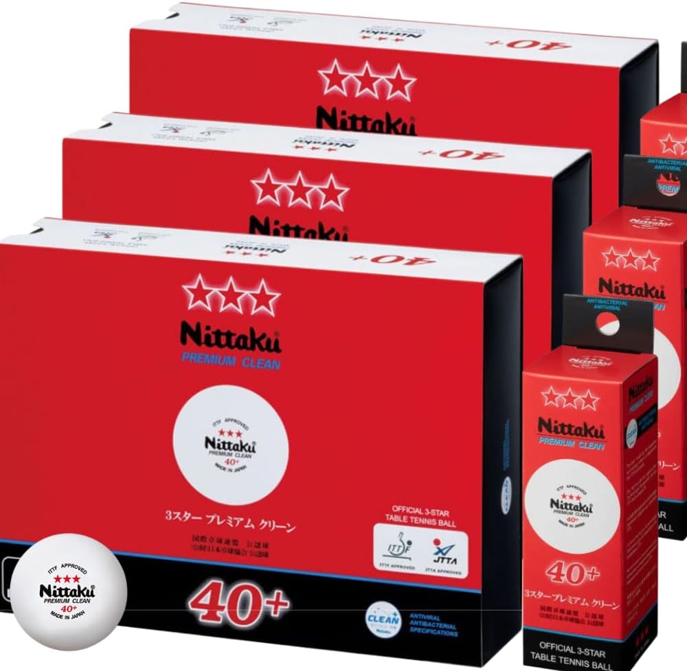Amazon | ニッタク 卓球 ボール 3スター プレミアムクリーン Nittaku スリースター NB1701 ホワイト 40mm 3ダース 36球 オリジナル封筒 | Generic | ボール